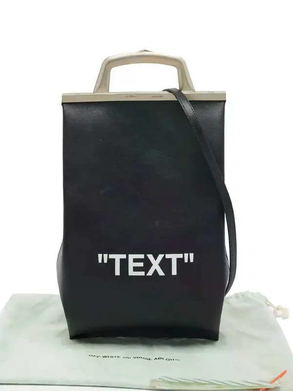Off-White Leather Tote Bag With Graphic Print