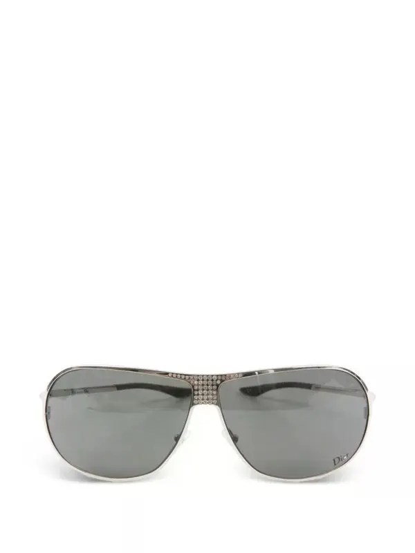 Dior Swarovski Crystal Embellished Aviator Sunglasses - Silver