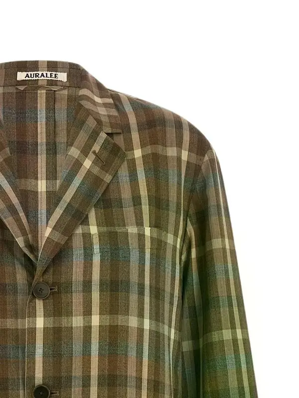Auralee Check-pattern Wool Blazer