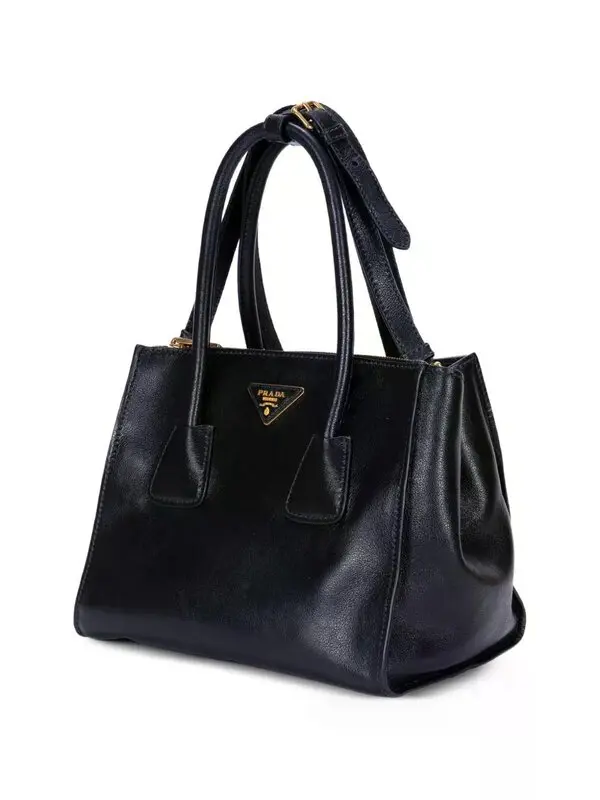 Prada Twin Pocket Leather Tote Bag - Black