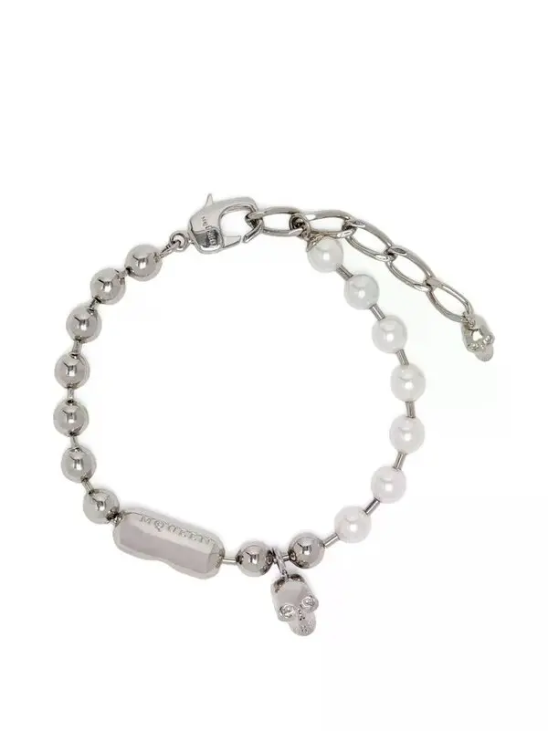 Alexander McQueen Skull Charm Ball-chain Bracelet - Silver