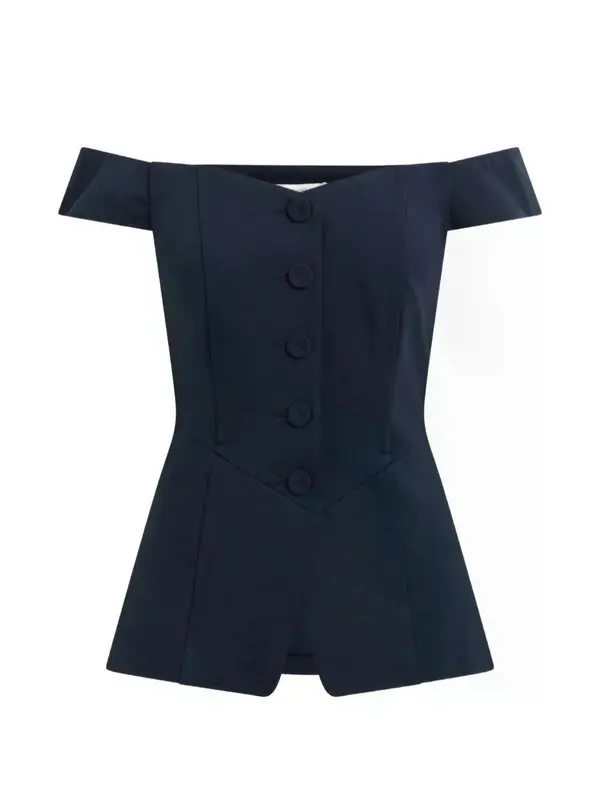 FAVORITE DAUGHTER Off-shoulder Button-down Top - Blue