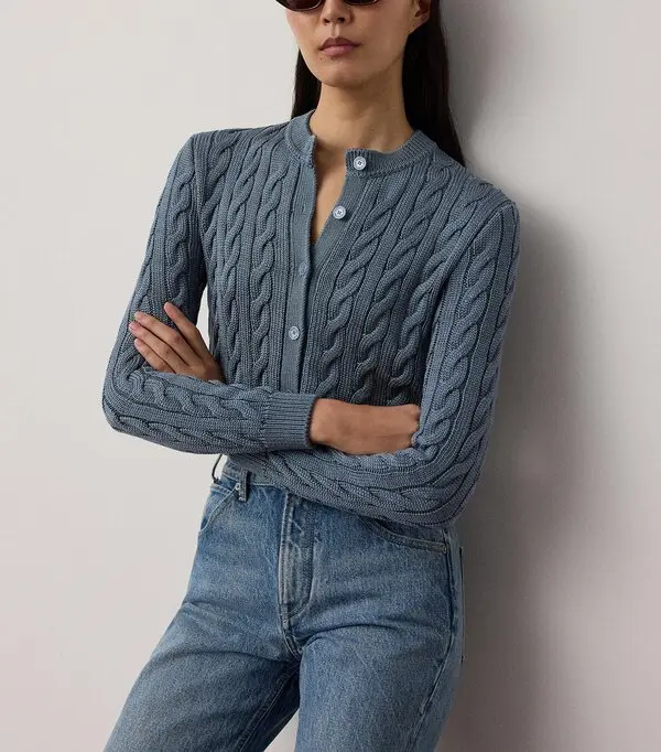 Ralph Lauren Silk Cable-knit Cropped Cardigan
