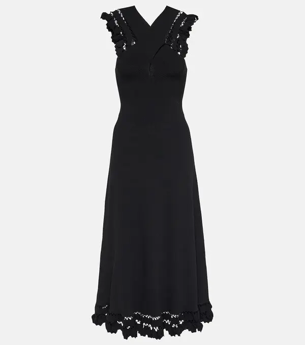 Ulla Johnson Fiora Ribbed-knit Midi Dress - Black