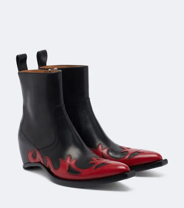 MAISON MARGIELA Heel-less Leather Cowboy Boots - Black