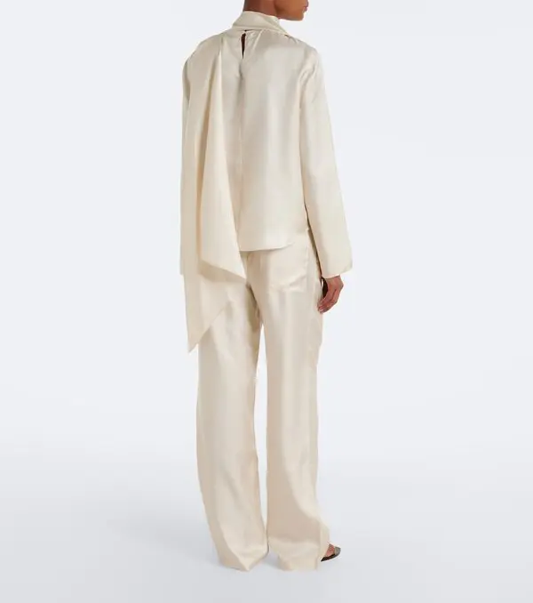 Loulou De Saison Alera Silk Twill Wide-leg Pants - Beige