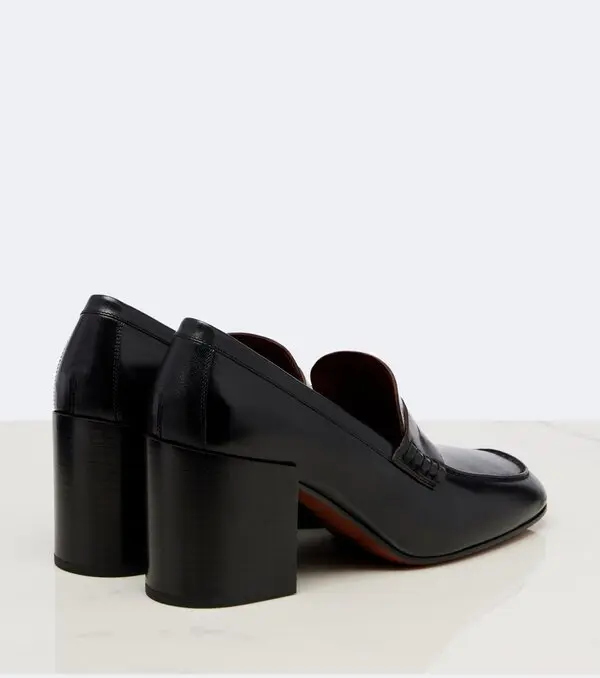 Dries Van Noten Square Toe Leather Heeled Loafers