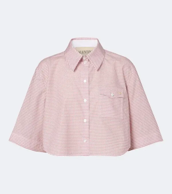 Valentino Garavani Vlogo Gingham Cotton Shirt - Pink
