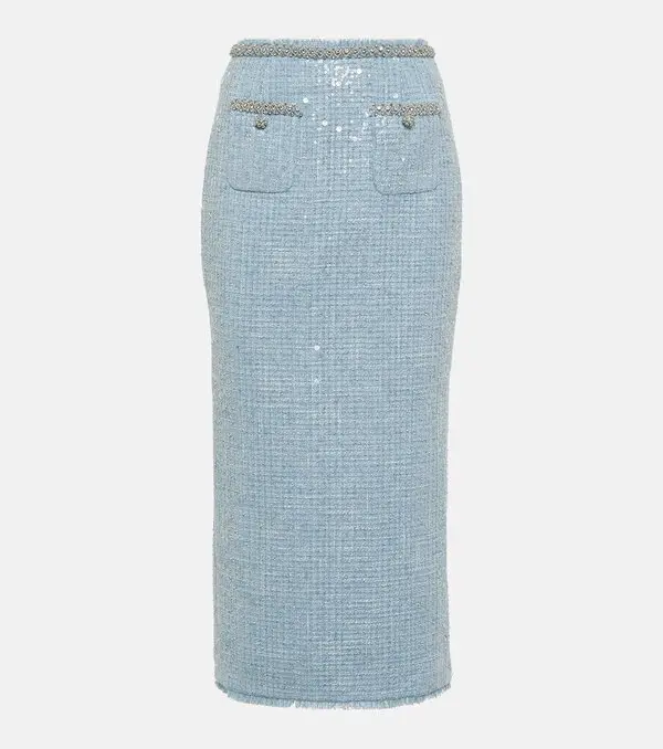 SELF-PORTRAIT Sequined Bouclé Midi Skirt