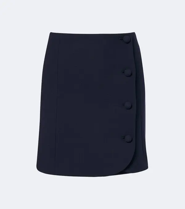 Valentino Garavani Virgin Wool Crepe Mini Skirt - Blue