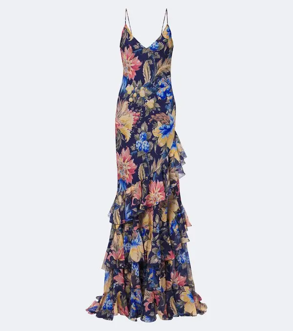 Etro Floral Ruffled Gown - Multicoloured