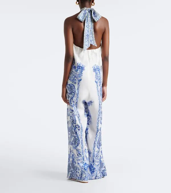 Camilla Floral Crystal-embellished Silk Jumpsuit