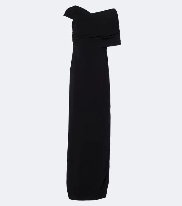Oscar De La Renta Asymmetrical Crepe Gown - Black