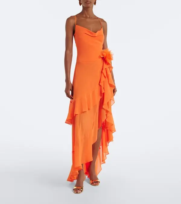 Retrofete Samara Gathered Chiffon Maxi Dress