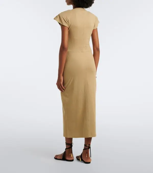 Isabel Marant Étoile Nadra Gathered Cotton Jersey Midi Dress - Beige