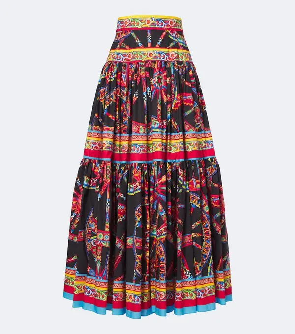 Dolce & Gabbana Carretto Cotton Maxi Skirt - Multicoloured