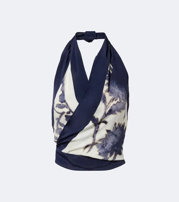 SIR. Phillipa Floral Halterneck Top - Blue