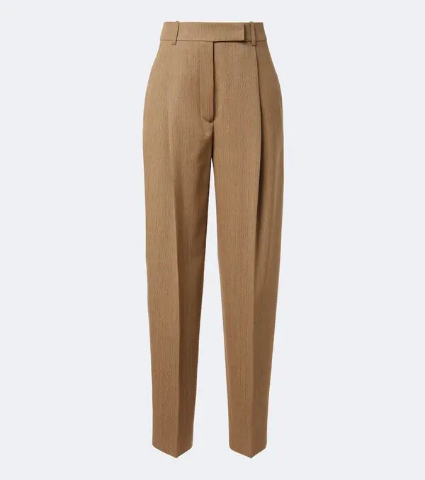 RÓHE Daria Wool-blend Tapered Trousers - Brown
