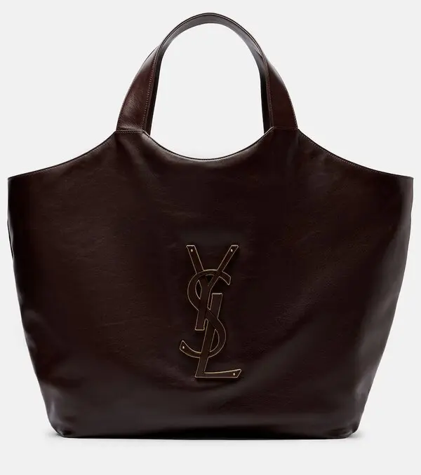 Saint Laurent Icare Leather Shopper - Brown