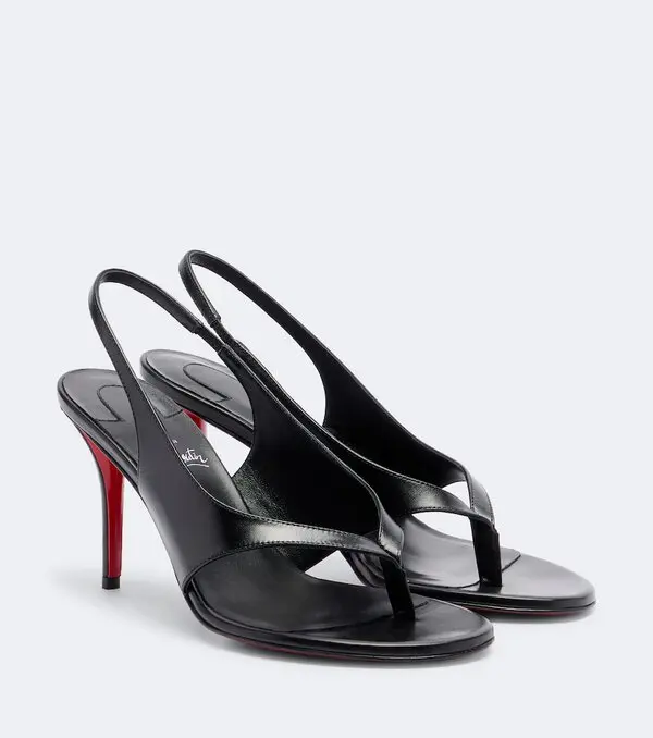 CHRISTIAN LOUBOUTIN Miss Z Leather Thong Sandals - Black