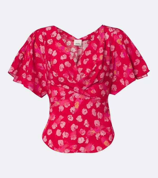Isabel Marant Étoile Faljane Floral Silk-blend Top - Red