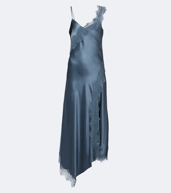 Veronica Beard Vernon Lace-trimmed Silk-blend Midi Dress - Blue