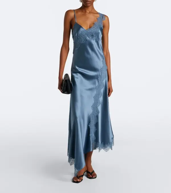 Veronica Beard Vernon Lace-trimmed Silk-blend Midi Dress