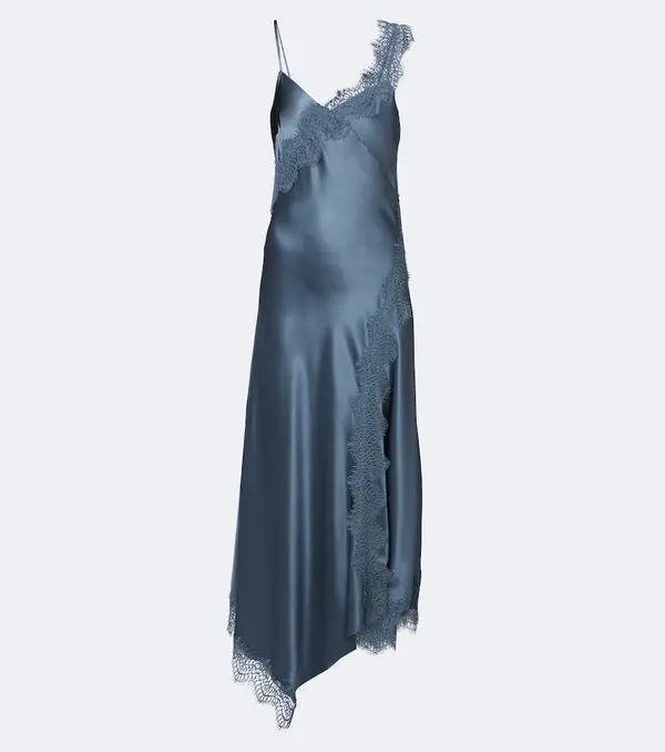 Veronica Beard Vernon Lace-trimmed Silk-blend Midi Dress - Blue