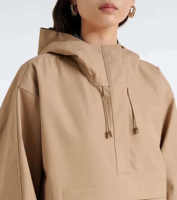 RÓHE Oversized Cotton Half-zip Hooded Jacket - Beige