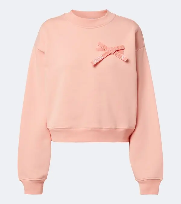 PATOU Bow-detail Cotton Jersey Sweatshirt - Pink