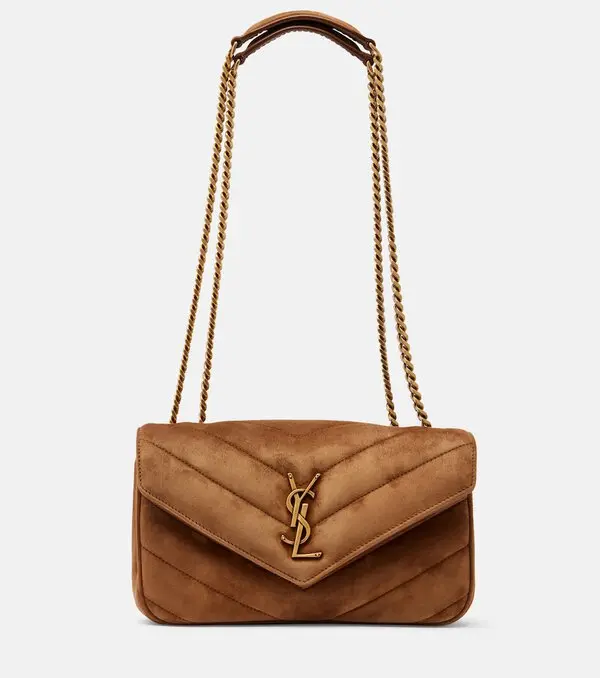 Saint Laurent Loulou Small Matelassé Shoulder Bag - Brown
