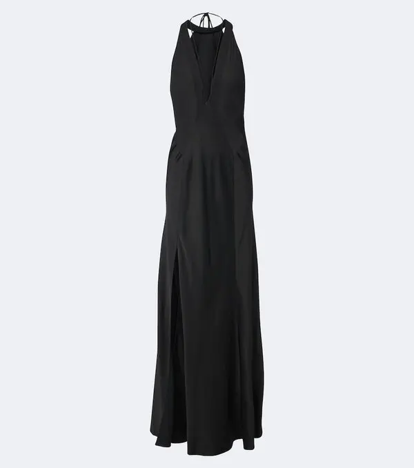 Victoria Beckham Paneled Crepe Satin Gown - Black