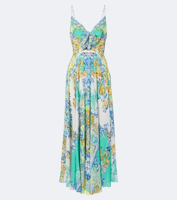 Camilla Embellished Printed Silk Maxi Dress - Multicoloured