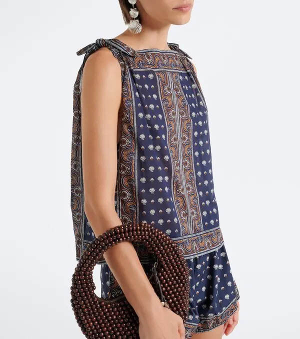 DÔEN Amalia Printed Cotton Voile Top - Blue
