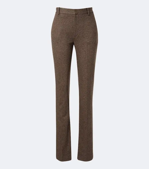 Ralph Lauren Tailored Wool, Silk And Cashmere Straight Leg Trousers - Brown