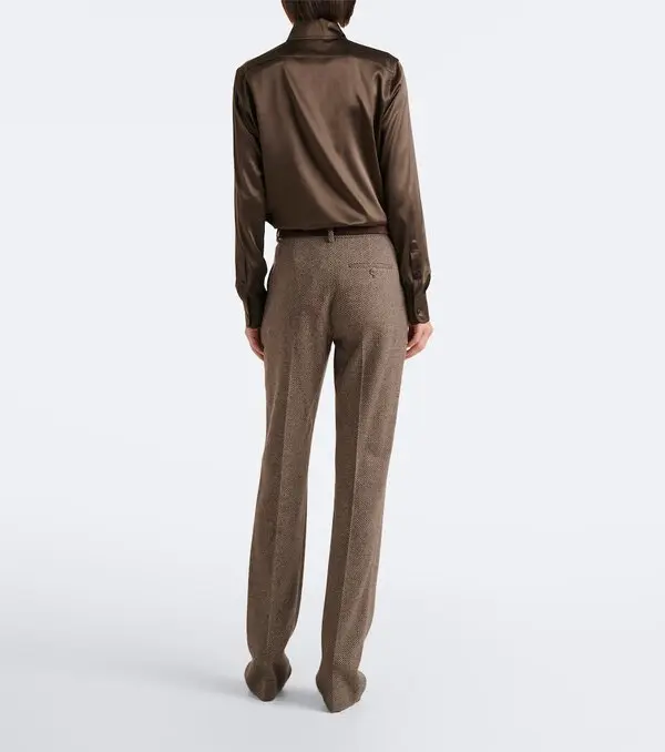 Ralph Lauren Tailored Wool, Silk And Cashmere Straight Leg Trousers