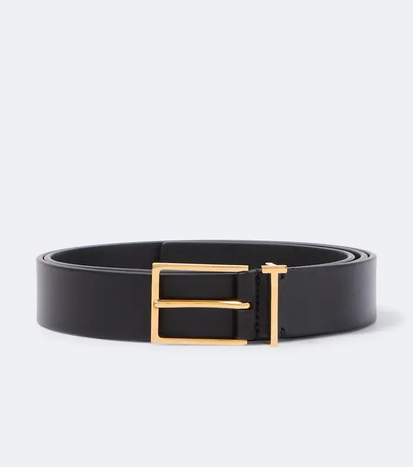 TOM FORD Leather Belt With Gold Hardware - Black