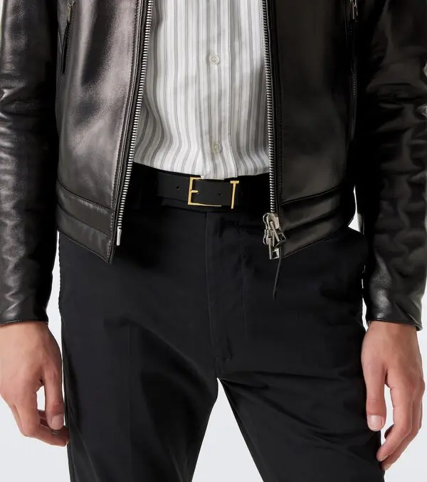 TOM FORD Leather Belt With Gold Hardware