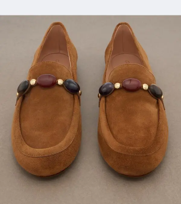 GIANVITO ROSSI Embellished Suede Loafers