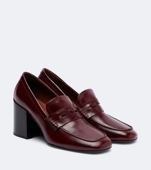 Dries Van Noten Leather Heeled Loafers - Red