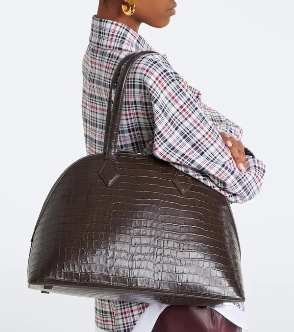 A.emery Harnick Croc Emboss Leather Tote Bag - Brown