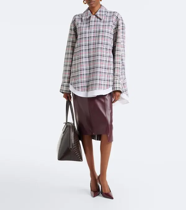 A.emery Harnick Croc Emboss Leather Tote Bag - Brown