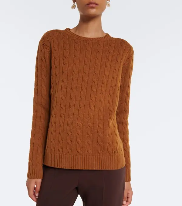 Valentino Garavani Vlogo Cable-knit Cashmere Sweater - Brown