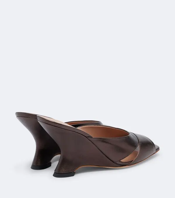 MALONE SOULIERS Lourdes Metallic Leather Wedge Mules