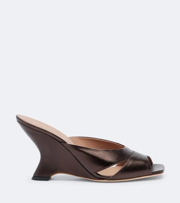 MALONE SOULIERS Lourdes Metallic Leather Wedge Mules