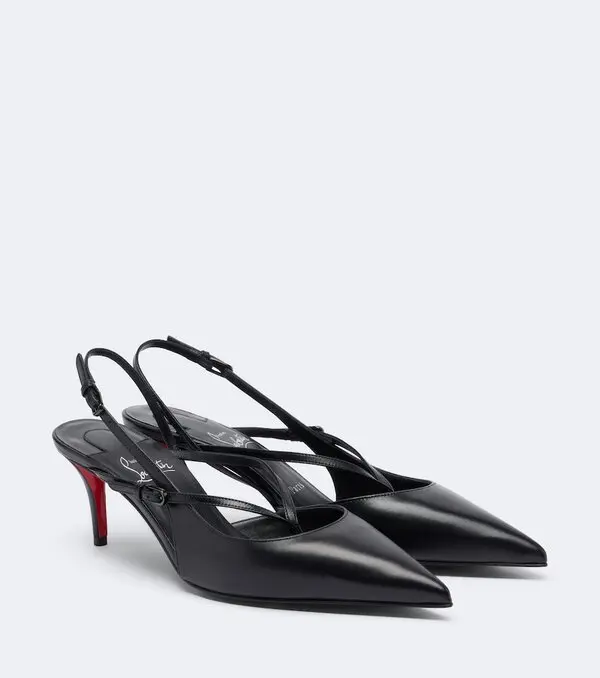 CHRISTIAN LOUBOUTIN Miss Z Leather Slingback Pumps - Black