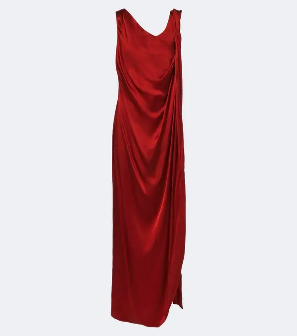 MAISON MARGIELA Draped Satin Maxi Dress - Red