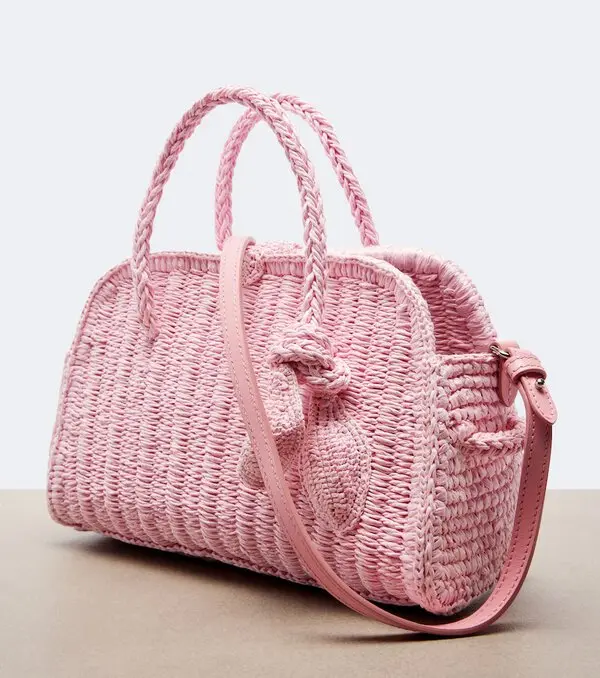 Jacquemus Raffia-effect Bowling Bag - Pink