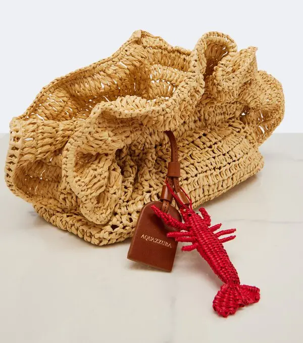 AQUAZZURA Paradise Raffia Clutch