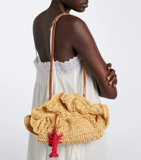 AQUAZZURA Paradise Raffia Clutch